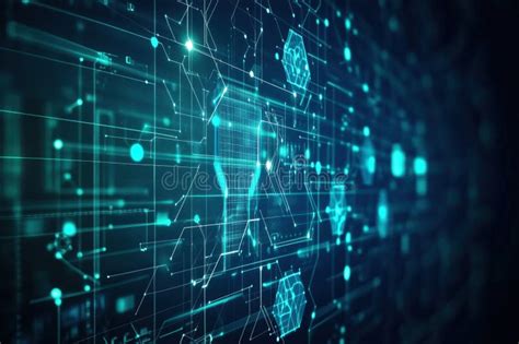 Digital Technology Abstract Background With Glowing Lines And Nodes