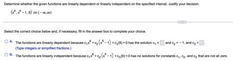 solved determine whether the given functions are linearly