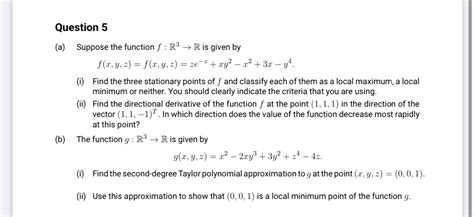 Question 5a ﻿suppose The Function Fr3→r ﻿is Given