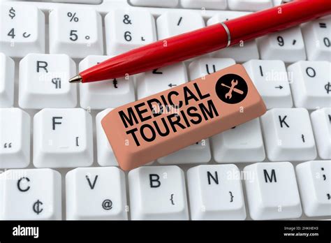 Hand Writing Sign Medical Tourism Concept Meaning Traveling To Another