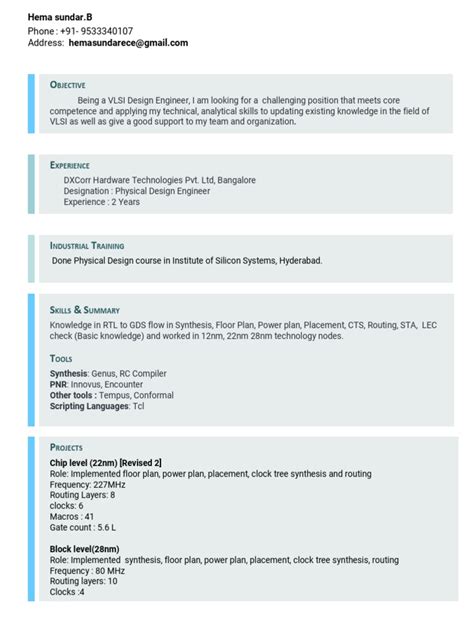 Physical Design Resume Pdf