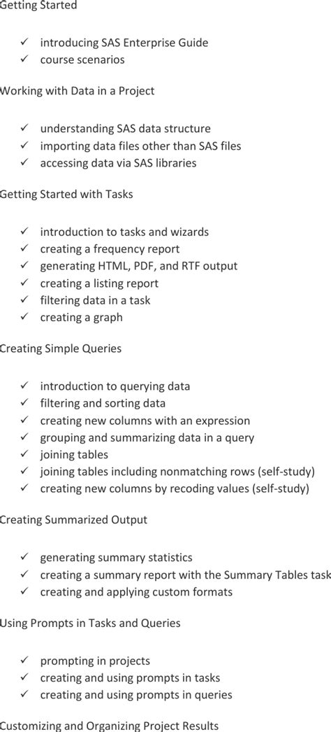 Table Of Contents Sas Enterprise Guide 1 Querying And Reporting