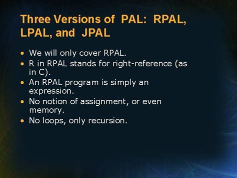 The Rpal Functional Language Programming Language Principles Lecture