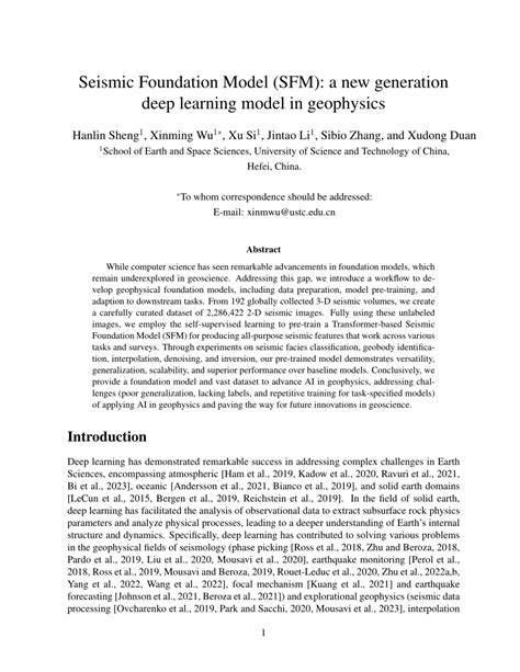 Pdf Seismic Foundation Model Sfm A New Generation Deep Learning Model In Geophysics