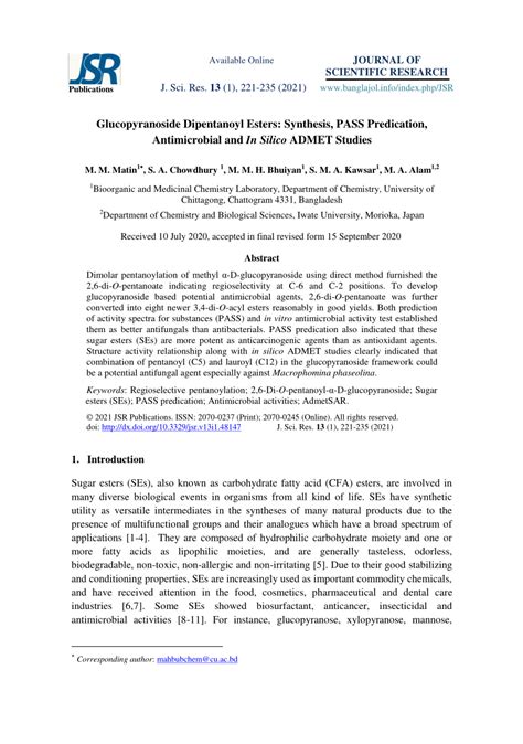 Pdf Glucopyranoside Dipentanoyl Esters Synthesis Pass Predication Pdf Glucopyranoside Dipentanoyl Esters Synthesis Pass Predication