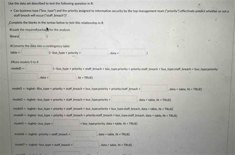 Solved Use The Data Set Described To Test The Following Question In R Can Business Type Bus