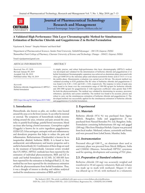 Pdf A Validated High Performance Thin Layer Chromatographic Method For Simultaneous Estimation