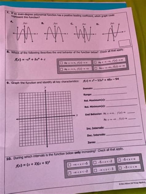 Solved 7 If An Even Degree Polynomial Function Has A