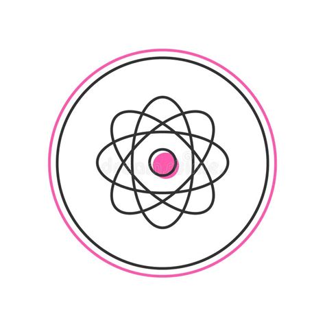 Filled Outline Atom Icon Isolated On White Background Symbol Of Science Education Nuclear