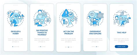 Premium Vector Self Esteem Improvement Blue Onboarding Mobile App Screen