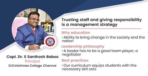 D G Vaishnav College Capt Dr S Santhosh Baboo Principal