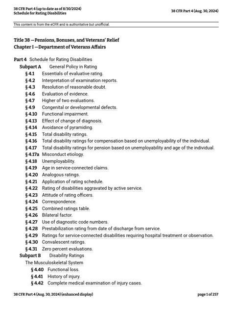 38 Cfr Part 4 Up To Date As Of 8 30 2024 Pdf Disability
