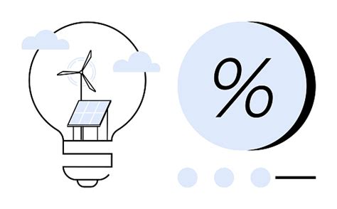 재생 가능 에너지 전구 태양 전지판과 풍력 터빈 옆에 백분율 기호 가격에 대한 스톡 벡터 아트 및 기타 이미지 가격 개념 개념과 주제 Istock