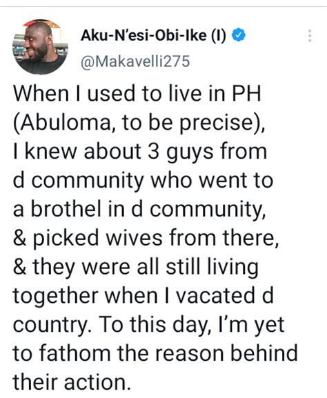 They Went To A Brothel In The Community And Picked Wives From There