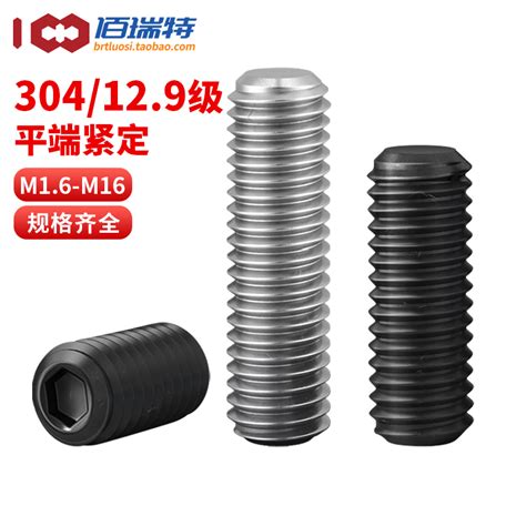 304不锈钢平端紧定螺丝129级内六角顶丝无头机米基米螺钉m3m4m5虎窝淘