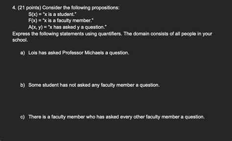 Solved 4 21 Points Consider The Following Propositions