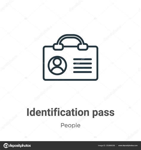 Identification Pass Outline Vector Icon Thin Line Black Identification