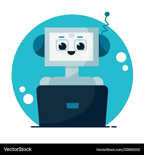 Smiling Cute Robot Chat Bot Support Service Vector Image