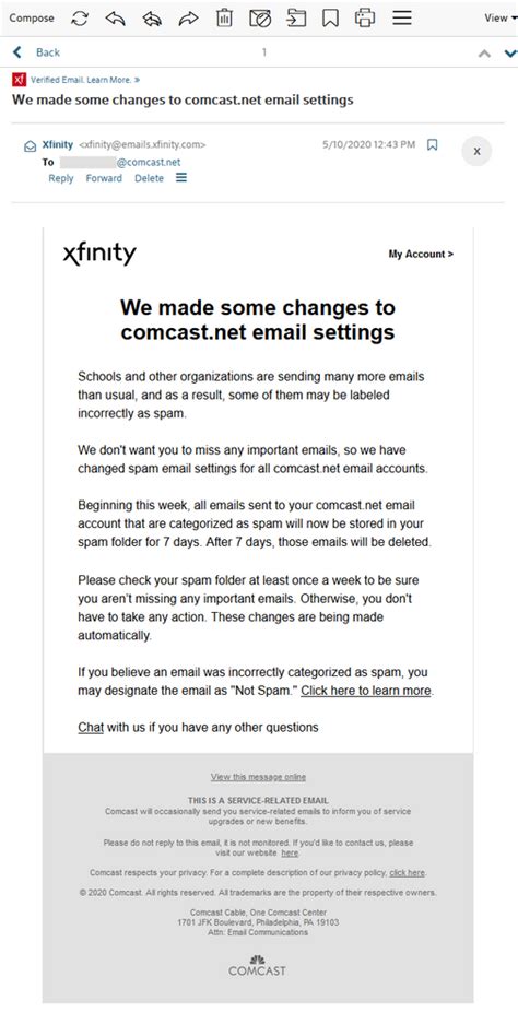 Comcast Deleting Spam Folder Contents After One Week Xfinity Community Forum
