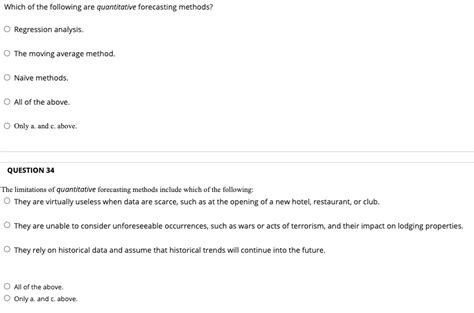 Solved Which Of The Following Are Quantitative Forecasting