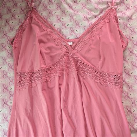 Adorable Pink Lace Nightie With Adjustable Straps Depop