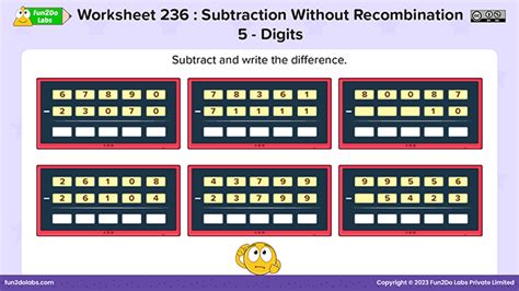 Subtraction Without Regrouping Fun2Do Labs
