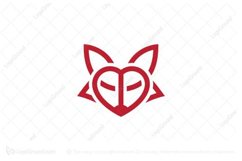 Heart Fox Logo Care Fox Head Logo