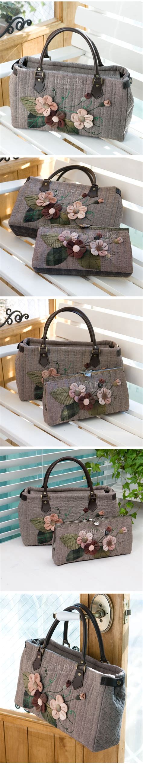 퀼트미 입체 플라워 가로 토트백 가방 패턴 펠트 가방 토트백