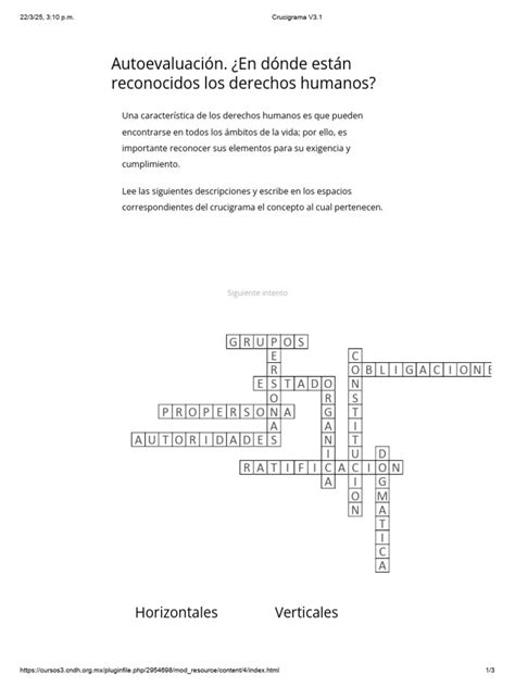 Crucigrama Sobre Derechos Humanos Pdf Derechos Humanos Derechos