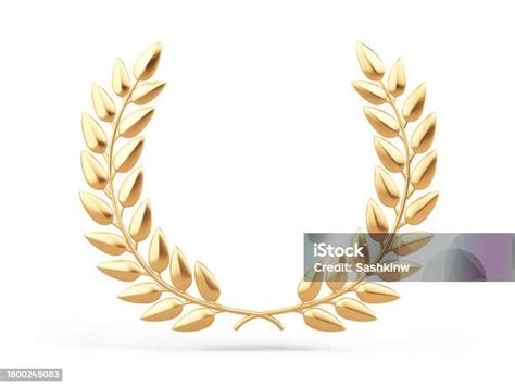황금 월계관은 흰색 배경에 고립되어 있습니다 트로피 상 챔피언 컨셉 3d 렌더링 3차원 형태에 대한 스톡 사진 및 기타 이미지 3차원 형태 월계관 금 금속 Istock