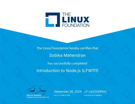Nodejs Linuxfoundation Learningjourney Gratitude Sobika M