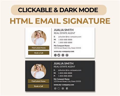 Html Email Signature Clickable Email Signature Html Email Template