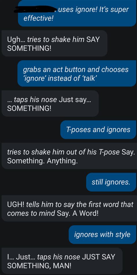 Multiple Variations Of Ignore Action Vs A Bot Rcharacterai