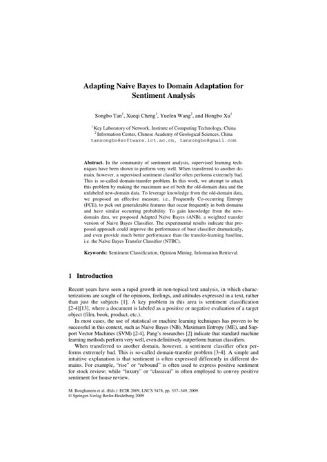 Pdf Adapting Naive Bayes To Domain Adaptation For Sentiment Analysis