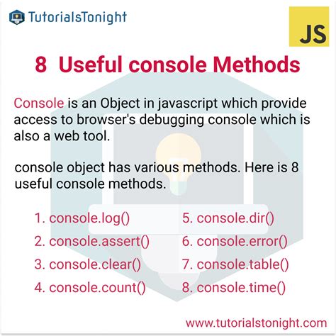 8 useful javascript console methods 🔥 r tutorialstonight