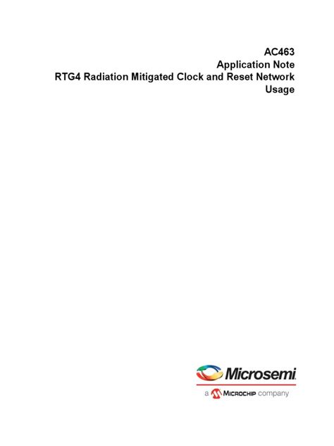 Microchip Rtg4 Radiation Mitigated Clock And Reset Network Usage Application Note Ac463 V2 Pdf