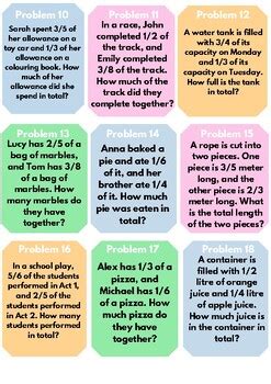 Adding Fractions Worded Problems By The Creative Inspired Classroom