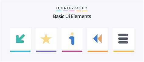 Basic Ui Elements Flat 5 Icon Pack Including Text List Info Video Media Creative Icons