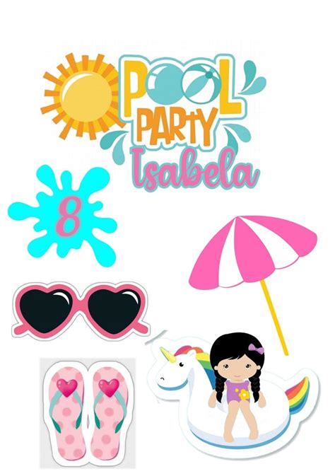 Topo De Bolo Piscina Topper De Bolo Pool Party Decoracao Pool Party Mesversario Pool Party