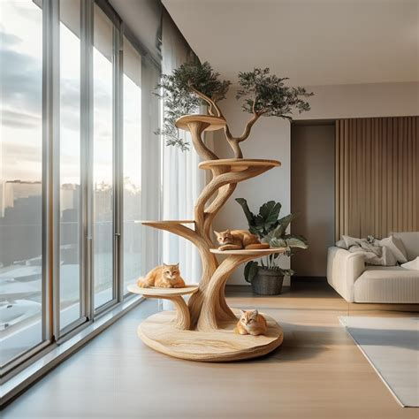 Árbol Para Gatos De Madera Maciza Rústica Soporte Hecho A Mano árbol