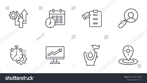 Performance Management Icons Set Performance Management Stock Vector