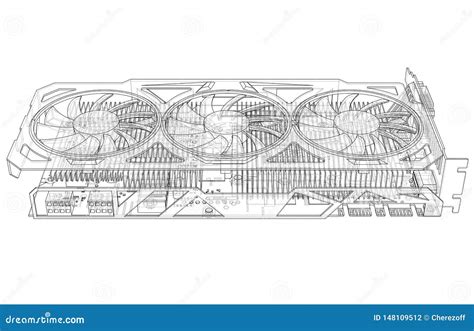 Gpu Card Outline Vector Stock Vector Illustration Of Connector