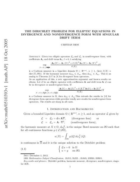 Pdf The Dirichlet Problem For Elliptic Equations In Divergence And Nondivergence Form With