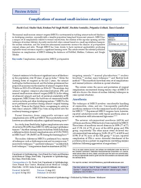 Complications Of Manual Small Incision Cataract17 Pdf Eye Surgery