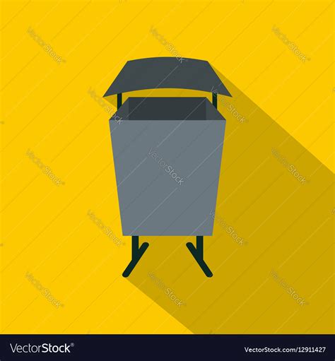 Metal Rubbish Bin Icon Flat Style Royalty Free Vector Image