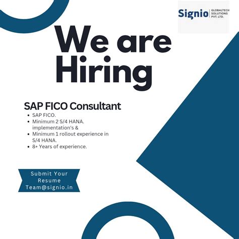 Pooja Shegur On Linkedin Wearehiring Sapficoconsultant Sapfico S4hana Experience8 Banglore