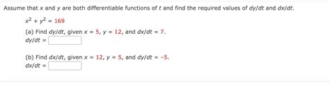 Solved Assume That X And Y Are Both Differentiable Functions