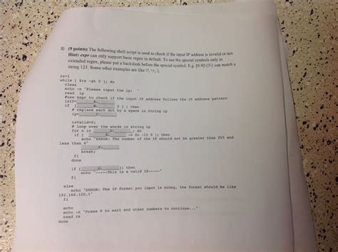 Solved The Following Shell Script Is Used To Check If The
