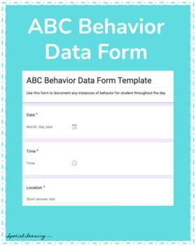 ABC Behavior Data Collection Google Form Google Forms Special Education Resources Data