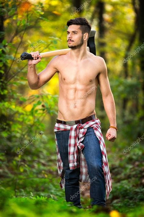Muscled Man With Axe Stock Photo By Luckybusiness